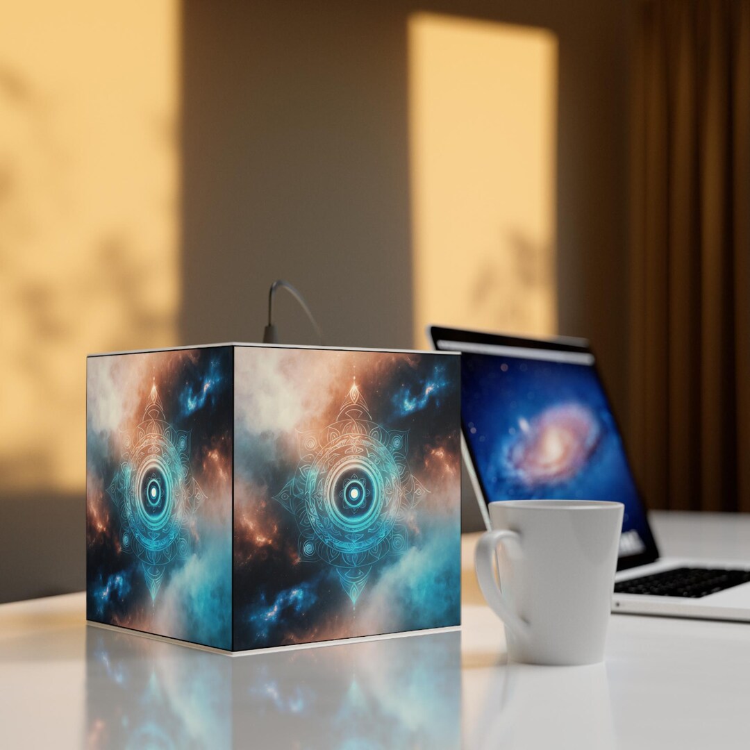 Cube Lamp Sacred Geometry Space Artistic Desk Decor Meditation Night ...