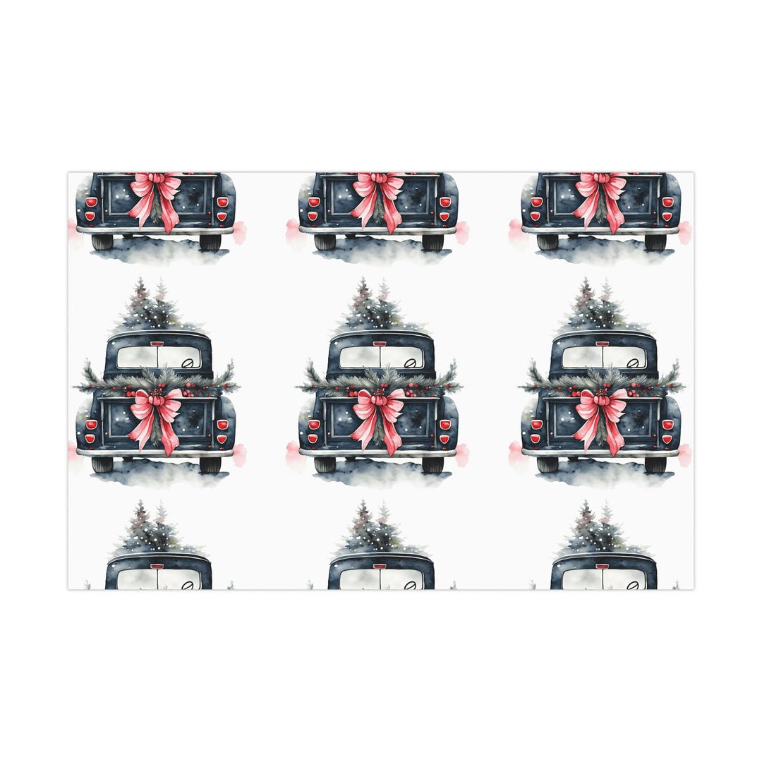 Vintage Pickup Truck Wrapping Paper Retro Gift Wrap Papers for Holidays ...