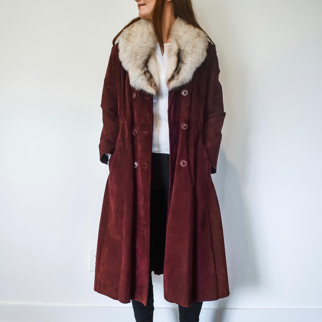 Handmade 70s Suede Shearling Coat – Boho Afghan Style Fur Collar - Etsy