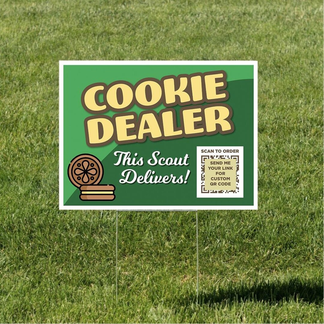 Girl Scout Cookie Yard Sign With Custom QR Code Cookie Dealer Sign for ...