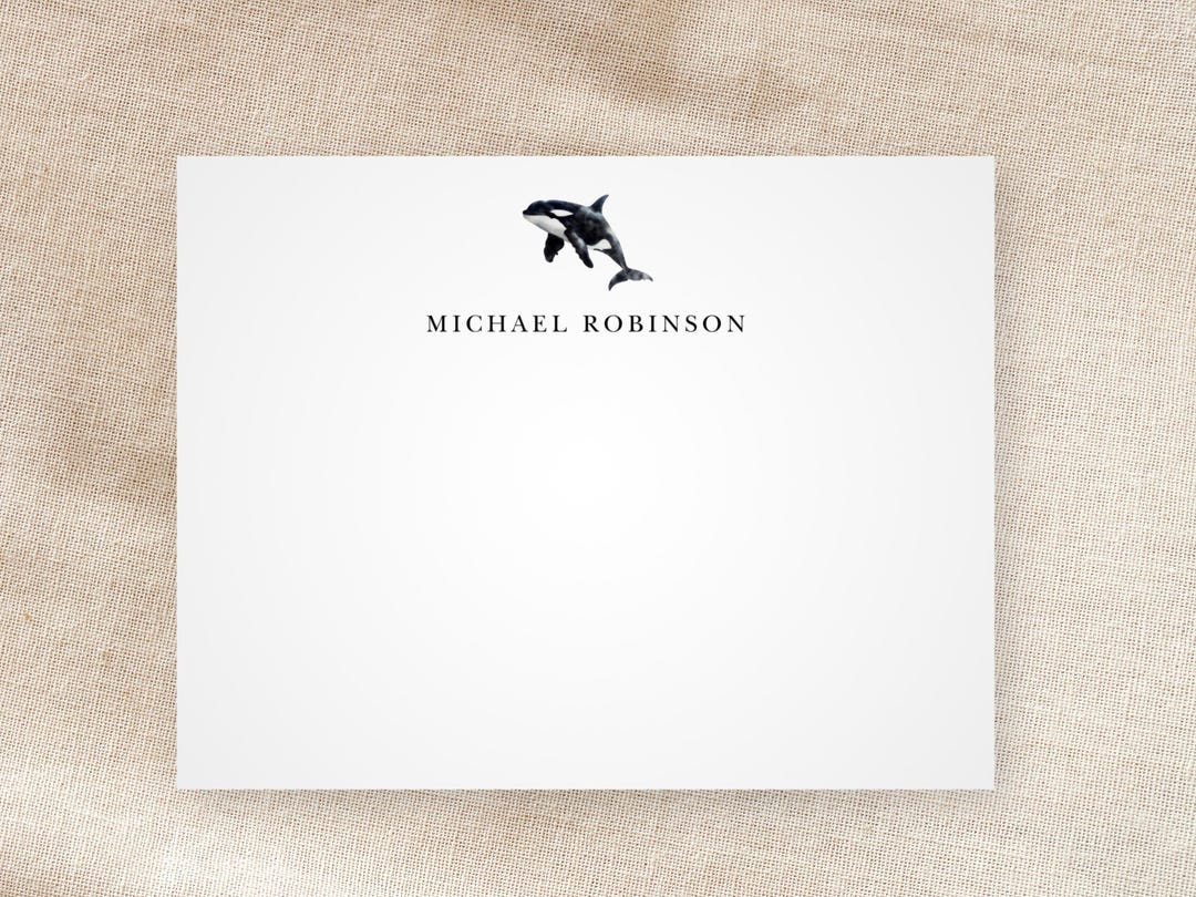 Custom Orca Note Cards | Personalized Stationery | Water Animal | Sea ...