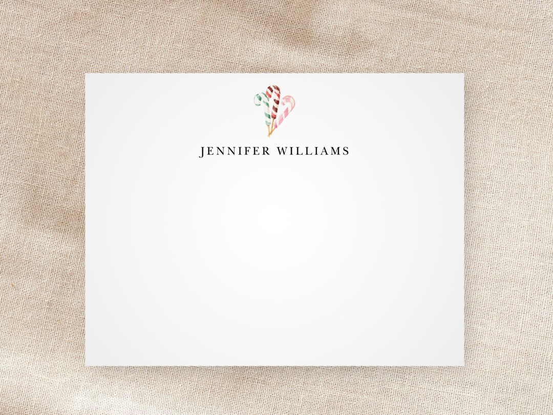 Custom Quirky Candy Cane Note Cards | Personalized Stationery | Festive ...