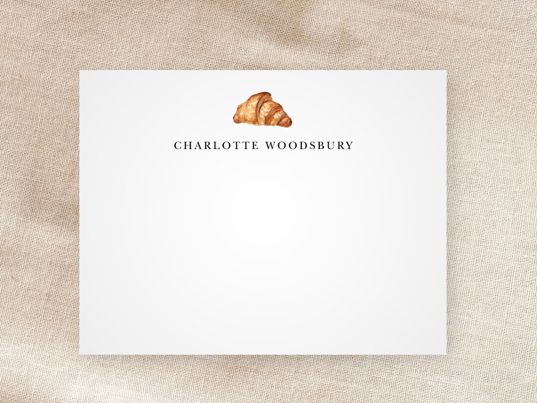 Custom Croissant Note Cards | Personalized Stationery | Bakery Kitchen ...