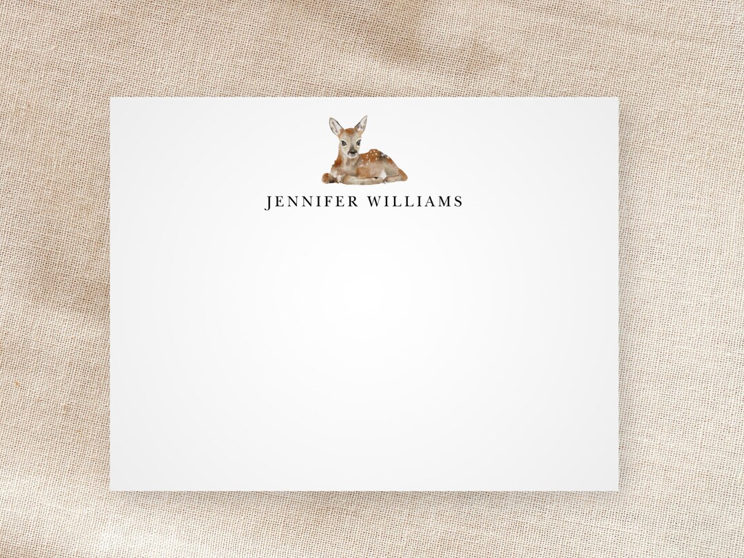 Custom Fawn Note Cards | Personalized Stationery | Woodland Creature ...
