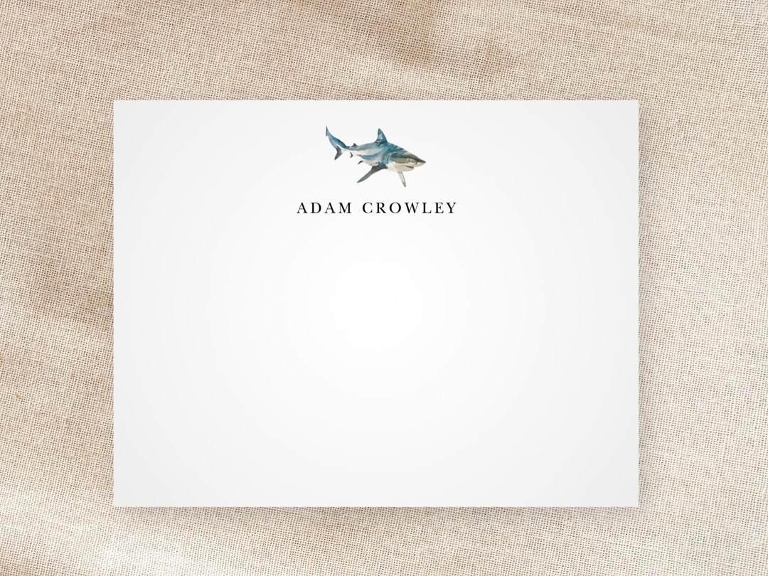 Custom Tiger Shark Note Cards | Personalized Stationery | Water Animal ...