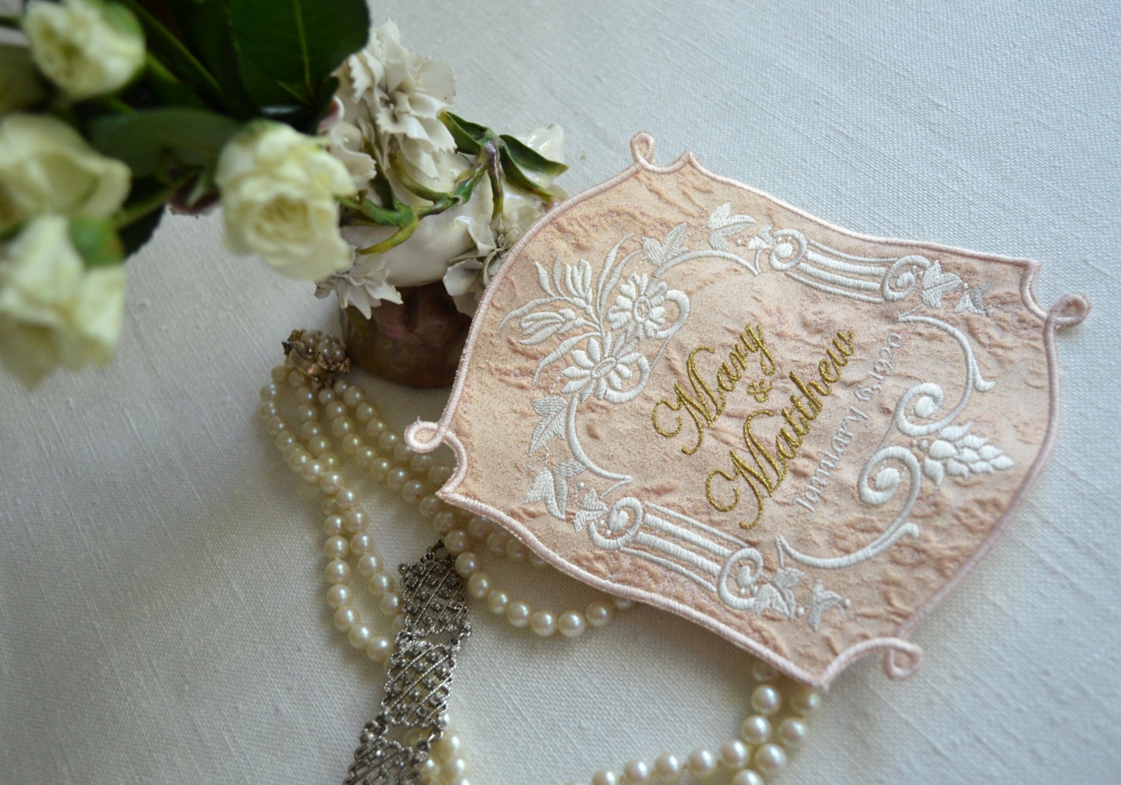 Wedding Dress Custom Embroidered Label Silk Brocade Downton - Etsy