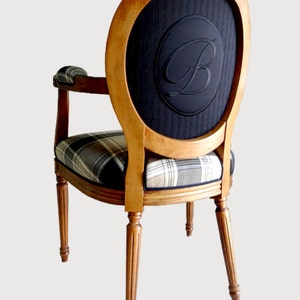 Custom Embroidered Back of Chair Black Satin Monogram Quilted Interior ...