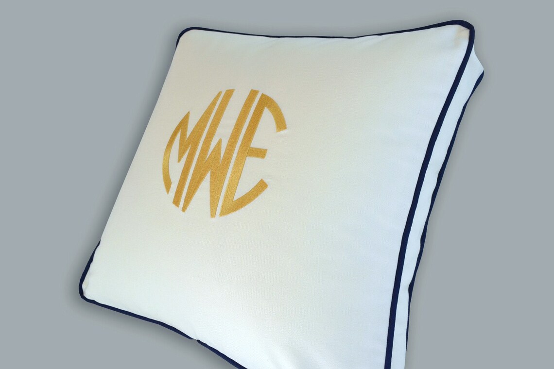 Custom Embroidered Monogram Pillow Bedroom Patio Living Room - Etsy