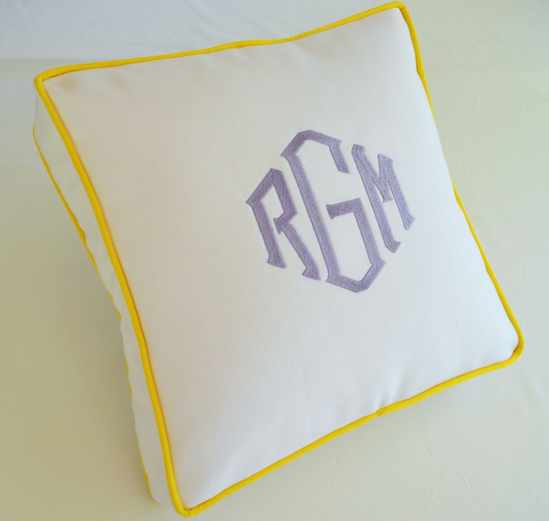 Custom Embroidered Monogram Pillow Bedroom Patio Living Room Cotton ...