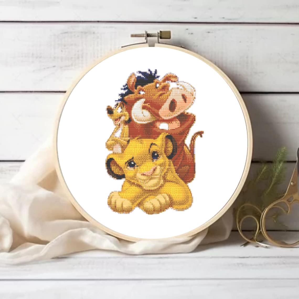 Lion King Simba Timon Pumbaa Cross Stitch Pattern - Sweet Cartoon ...