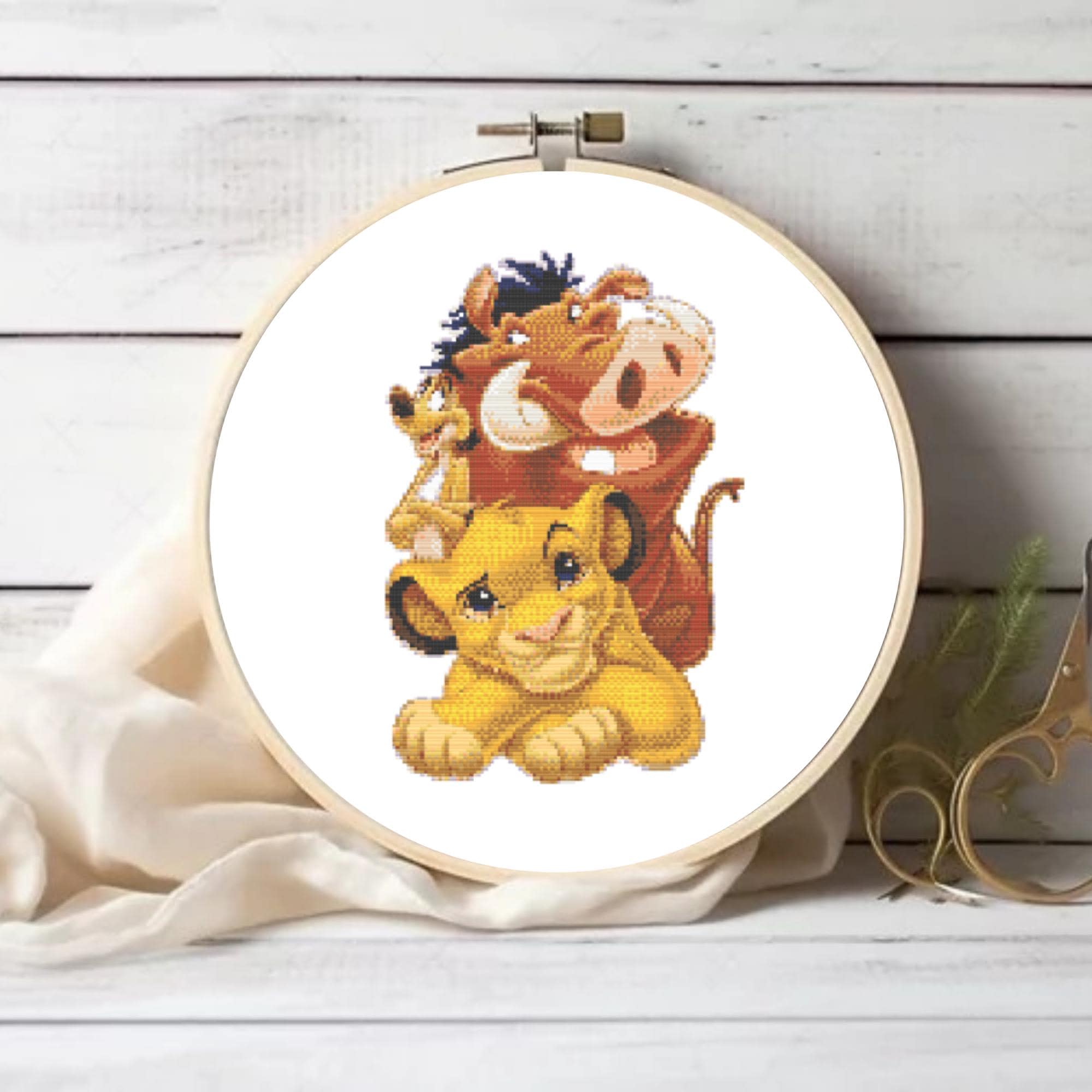 Lion King Simba Timon and Pumbaa Cross Stitch Pattern, Sweet Simba ...