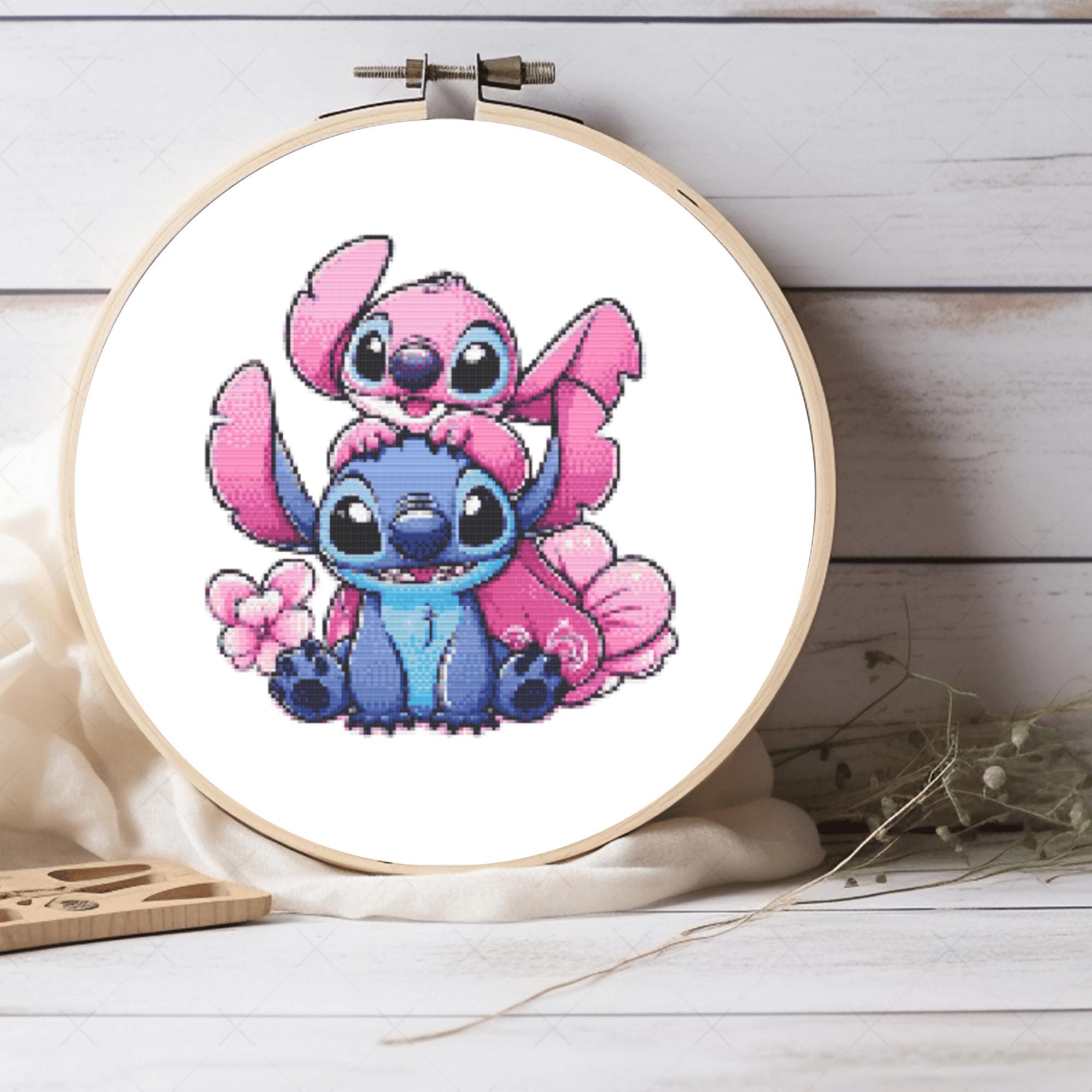 Stitch and Pink Stitch Cross Stitch Pattern, Nursery Decor, for Wall ...