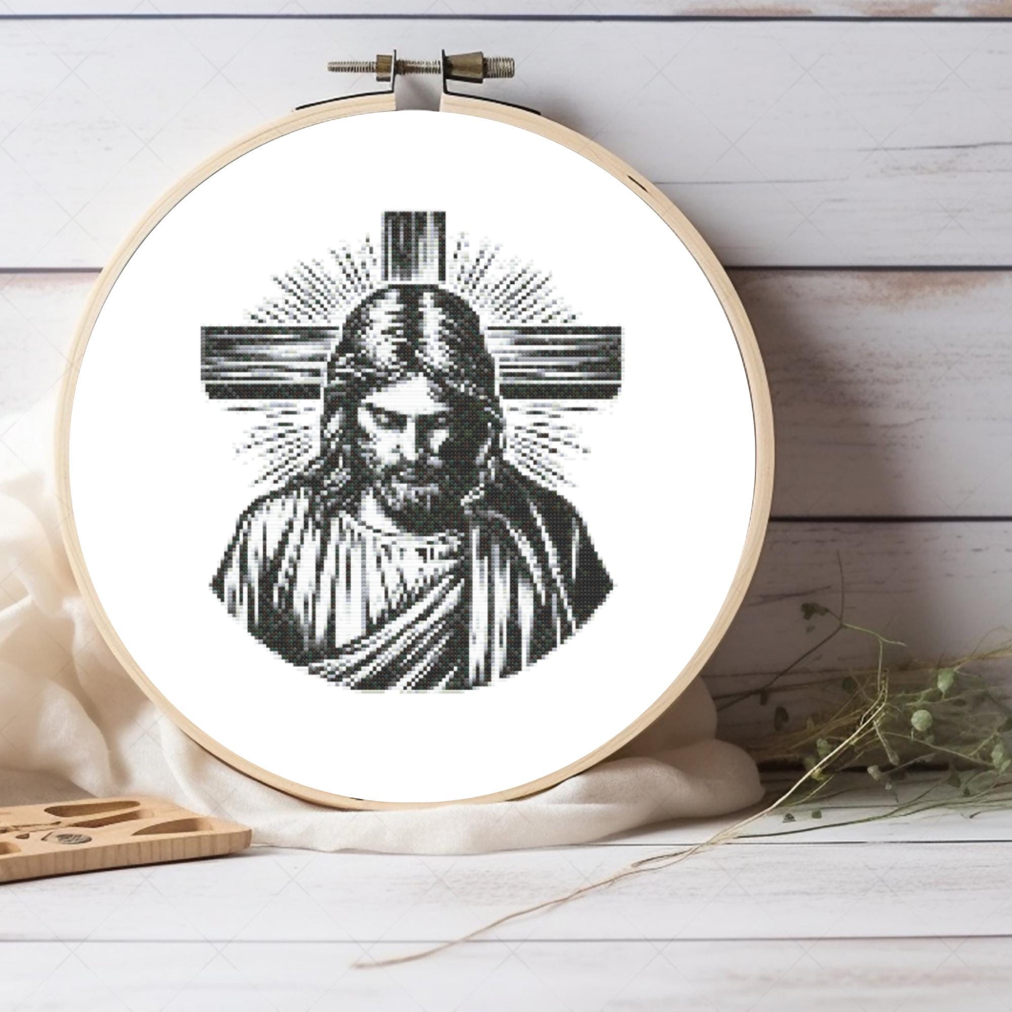 Jesus Christ Cross Stitch Pattern PDF, Christian Handmade Wall Art Gift ...