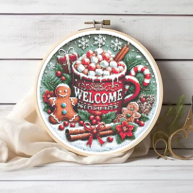 Cute Welcome Decor Cross Stitch Pattern - DIY Home Decor, Sweet Welcome ...