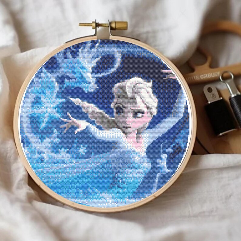 Elegant Ice Princess Elsa Cross Stitch Pattern - Frozen Embroidery ...