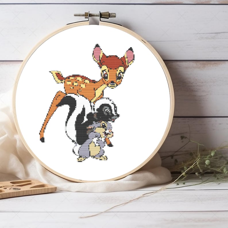 Bambi and Friends DIY Cross Stitch Pattern, Forest Animals Cross Stitch ...
