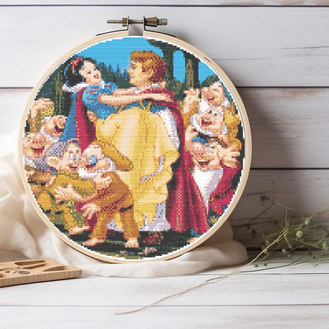 Fairy Tale Cross Stitch Pattern Snow White Princess and Seven Dwarfs ...