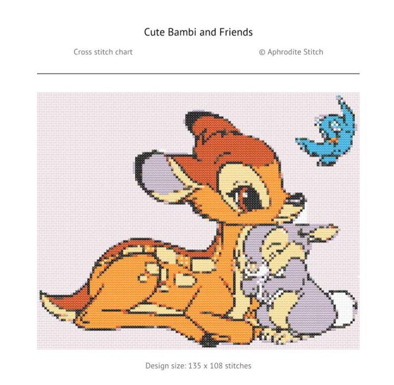 Bambi and Friends DIY Cross Stitch Pattern - Forest Animals Cross ...