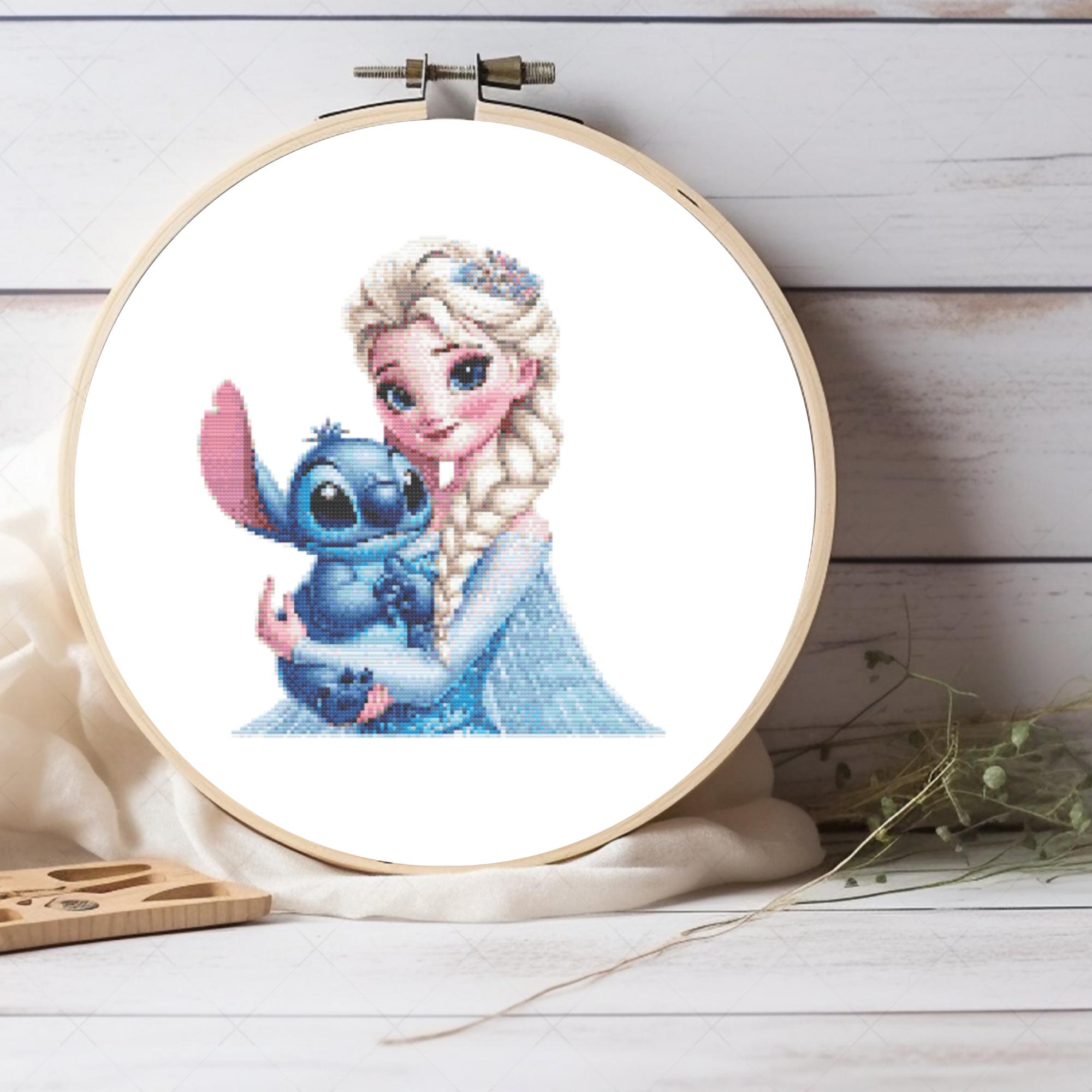Frozen Elsa and Stitch Cross Stitch Pattern, Elsa Cross Stitch Pattern ...