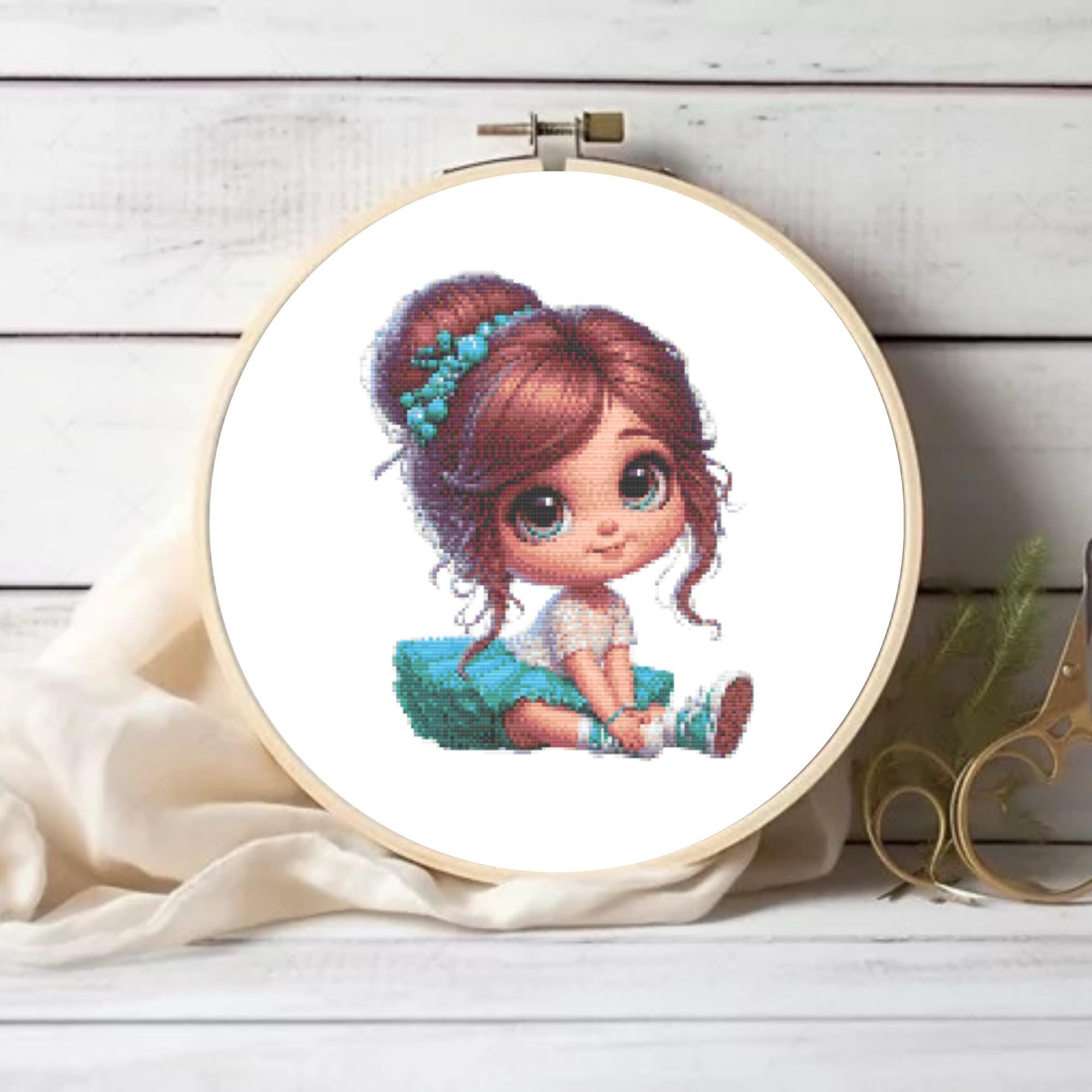 Cute Little Girl Cross Stitch Pattern, for Room Decor, for Wall Decor ...