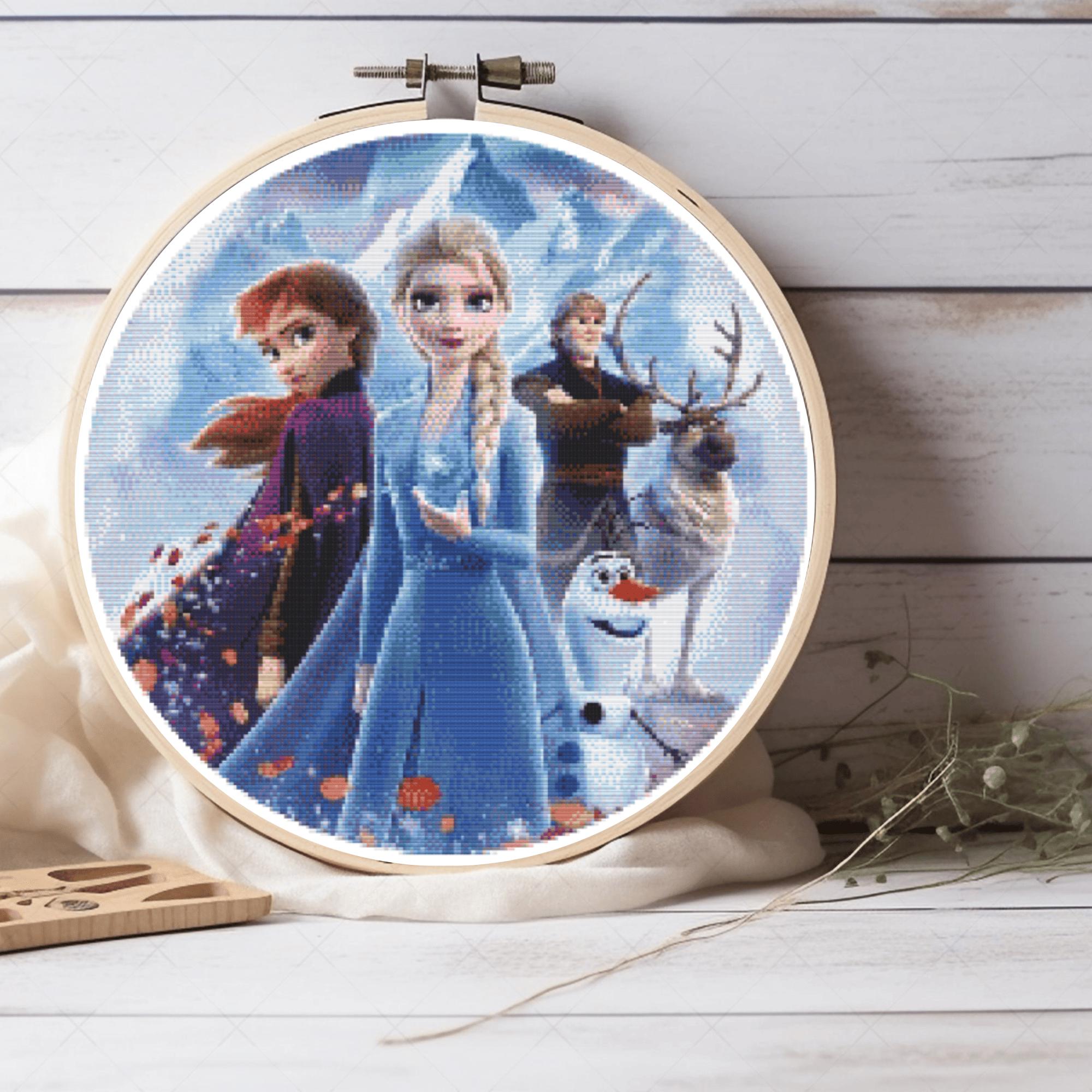 Frozen Elsa and Anna Cross Stitch Pattern, Elsa Cross Stitch Pattern ...