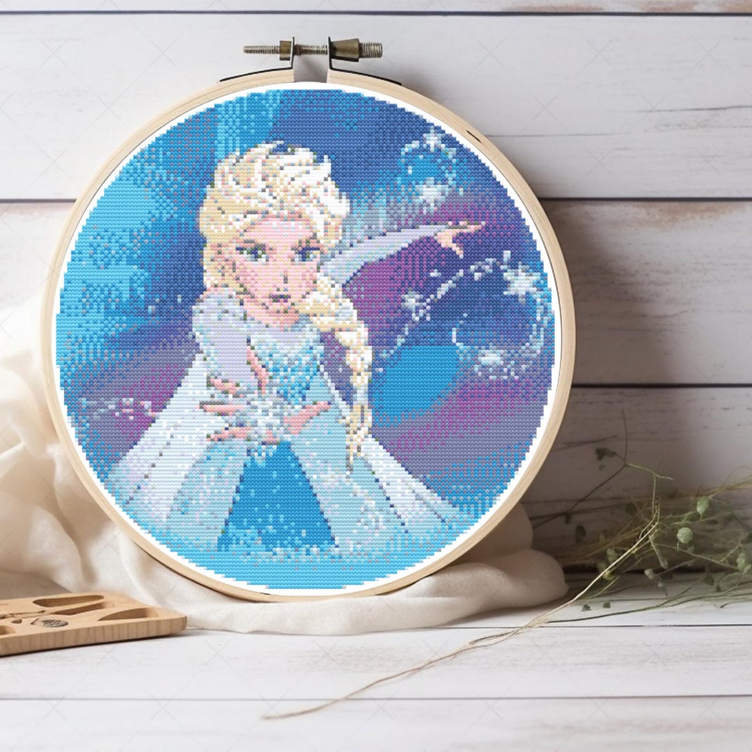 Frozen Elsa Cross Stitch Pattern - Princess DIY Embroidery Design, Elsa ...