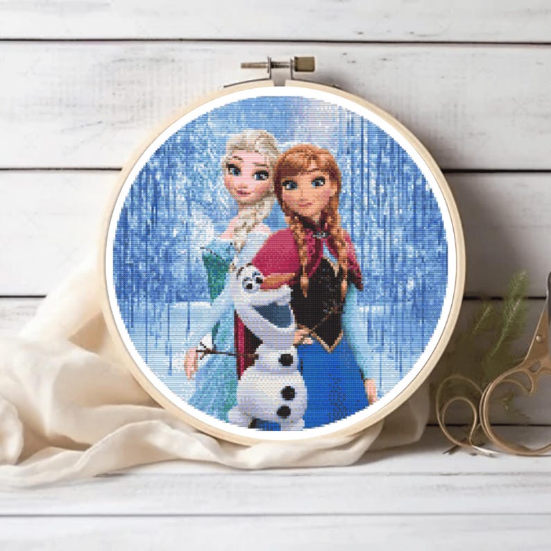 Frozen Elsa and Anna Cross Stitch Pattern, Frozen Elsa Cross Stitch ...