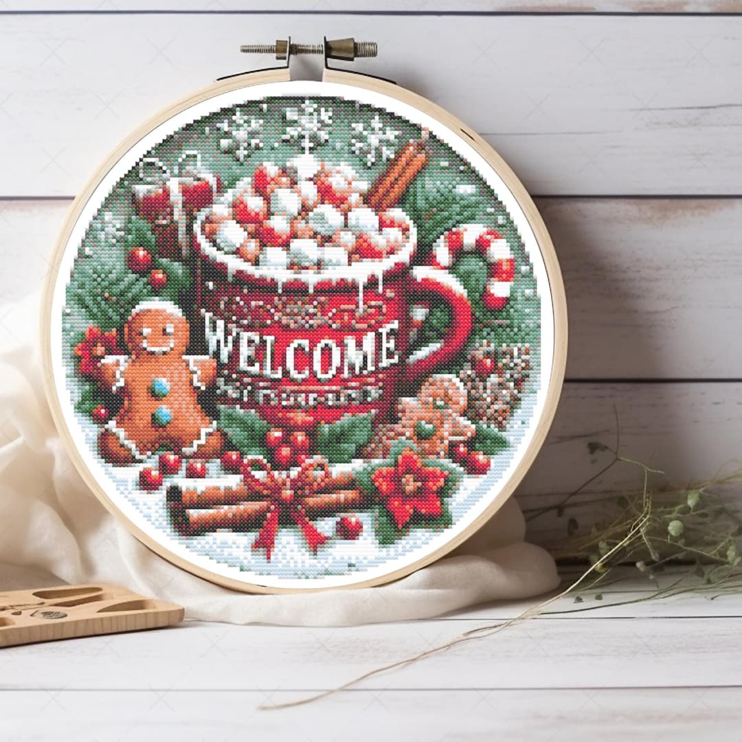 Cute Welcome Decor Cross Stitch Pattern - DIY Home Decor, Sweet Welcome ...