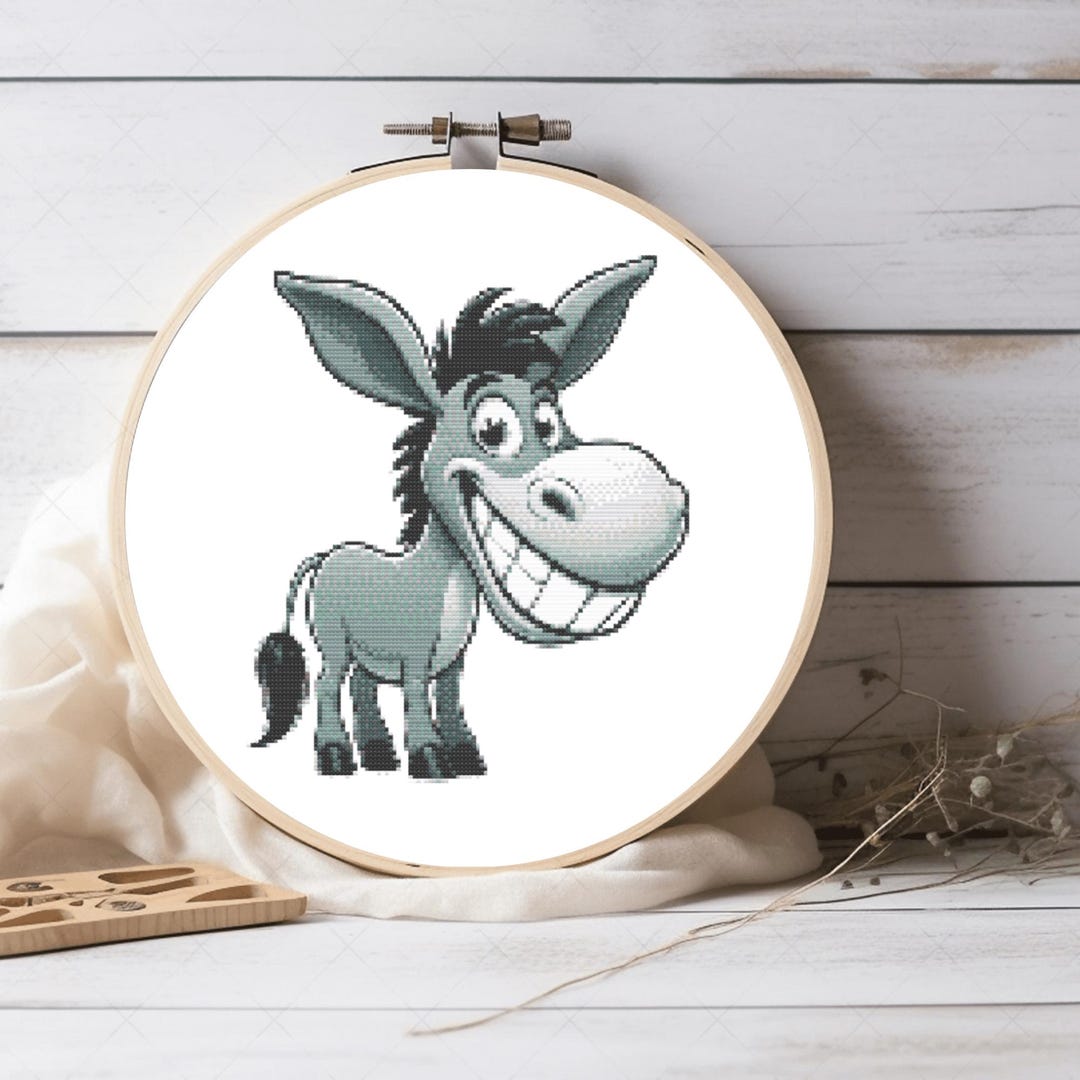 Funny Donkey Cross Stitch Pattern, Cute Dunkey Cross Stitch Pattern ...