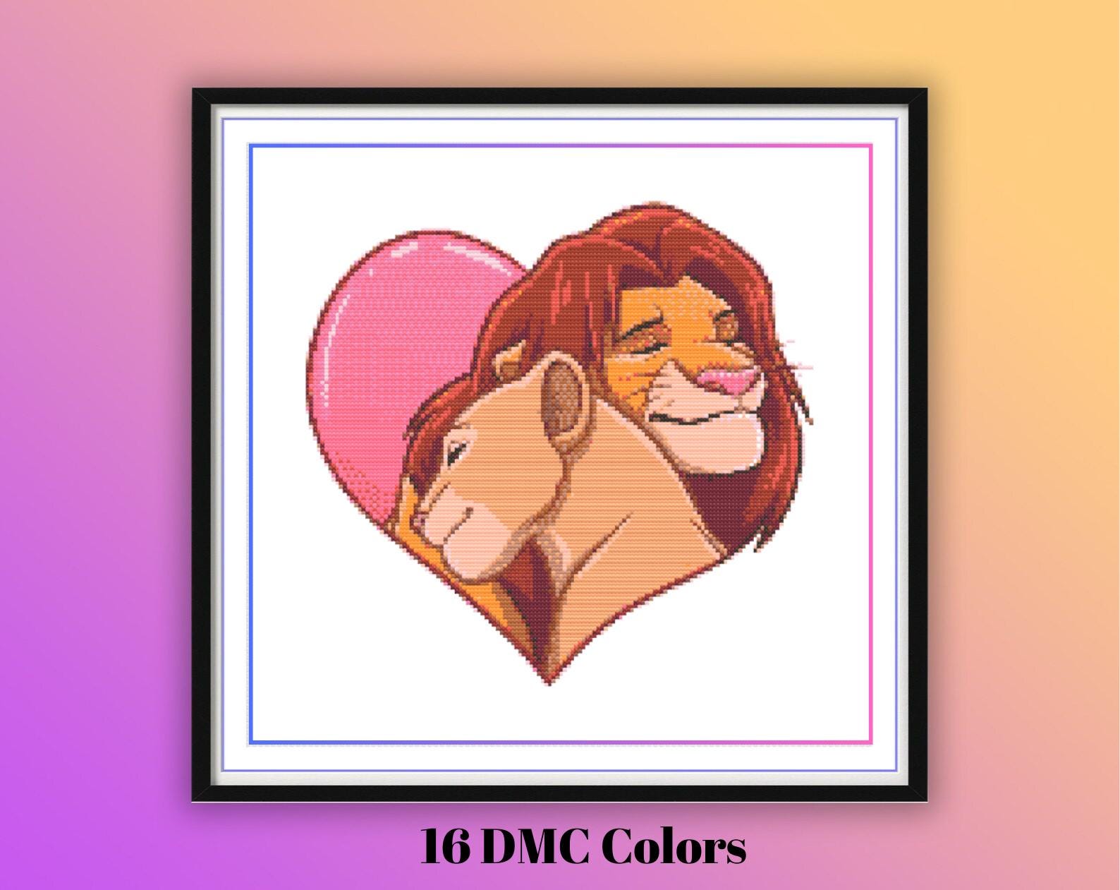 Mufasa and Sarabi Cross Stitch Pattern | Lion Couple Embroidery PDF for ...