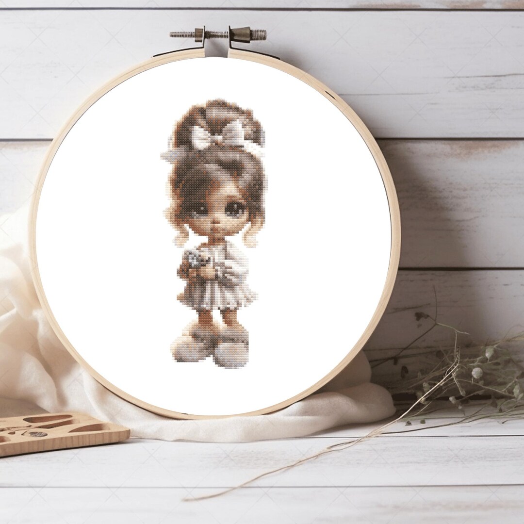 Cute Little Girl Cross Stitch Pattern, Little Girl Pattern, Sweet Girl ...