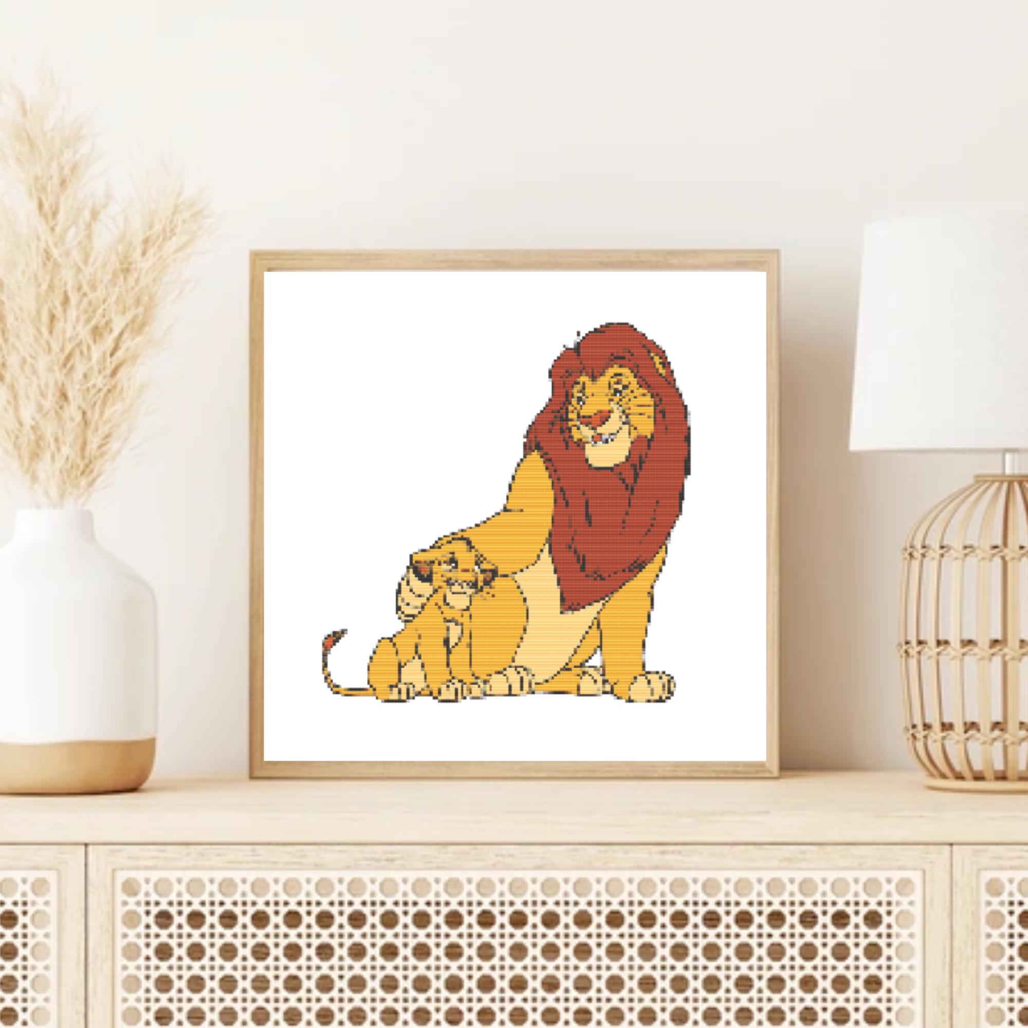 The Lion King Mufasa and Simba Cross Stitch Pattern, Cute Simba Pattern ...