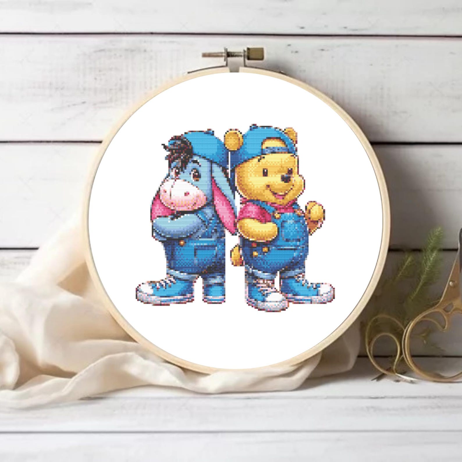 Winnie the Pooh & Eeyore Cross Stitch Pattern - Nursery Wall Decor ...