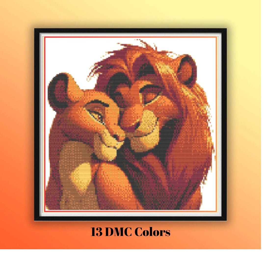 Simba and Nala Cross Stitch Pattern - Lion King Embroidery PDF Download ...