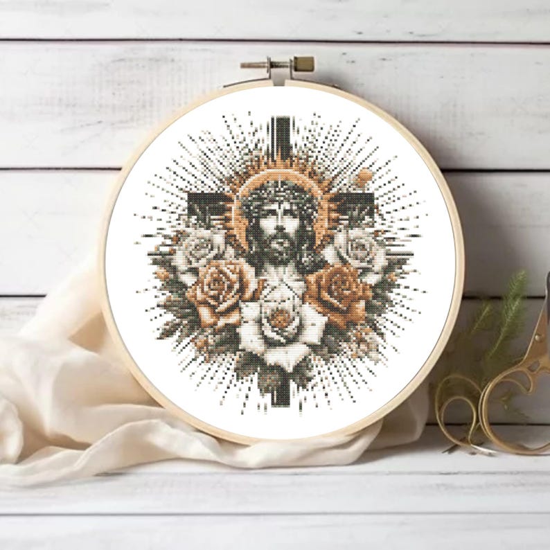 Jesus Christ and Cross Cross Stitch Pattern, Christian Pattern ...