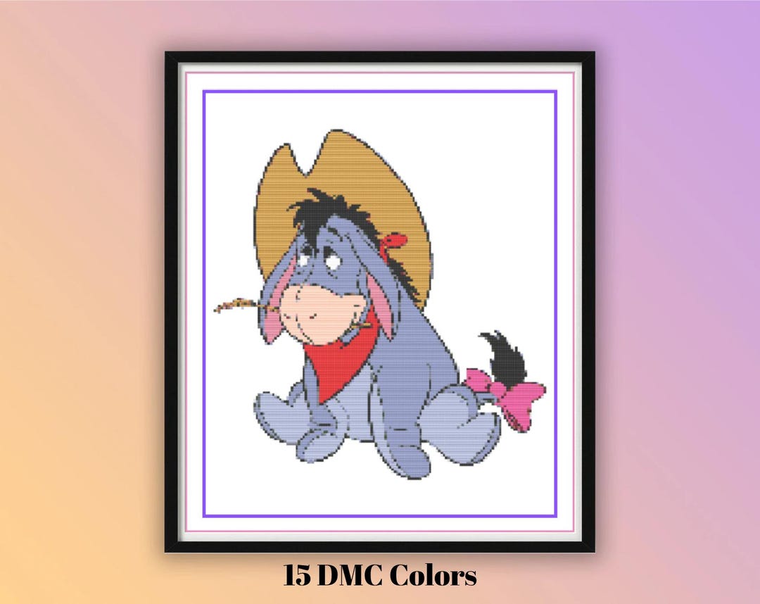 Cute Cowboy Eeyore Cross Stitch Pattern – Western Themed PDF Chart ...