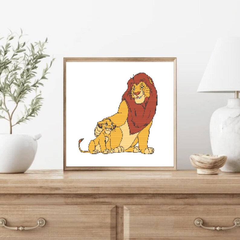 The Lion King Mufasa and Simba Cross Stitch Pattern, Cute Simba Pattern ...