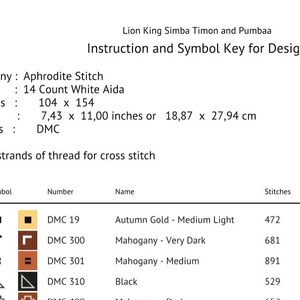 Lion King Simba Timon Pumbaa Cross Stitch Pattern - Sweet Cartoon ...