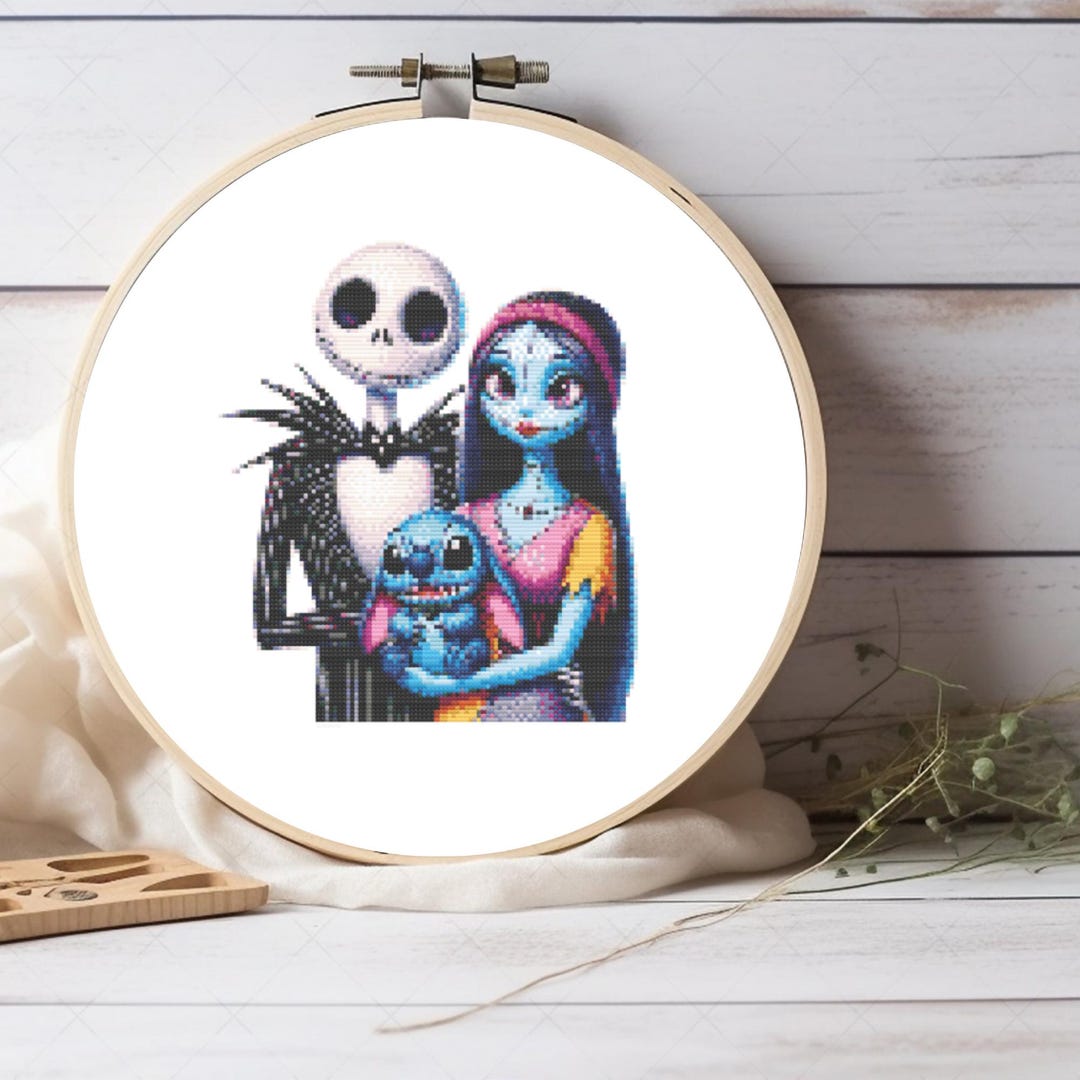 Jack Skellington, Sally & Stitch Cross Stitch Pattern - Wall Decor ...