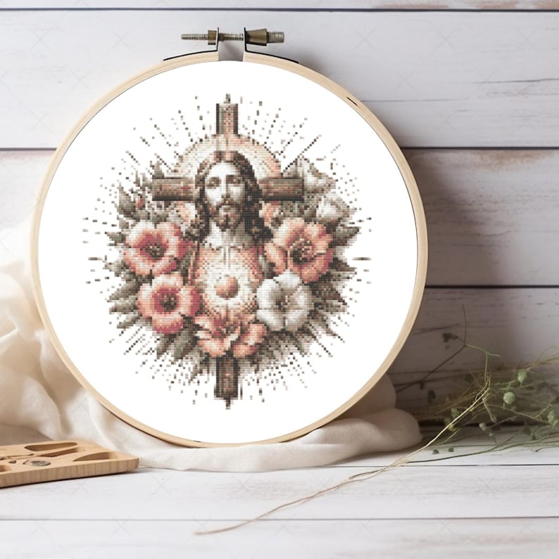 Jesus Christ and Cross Cross Stitch Pattern, Christian Pattern ...
