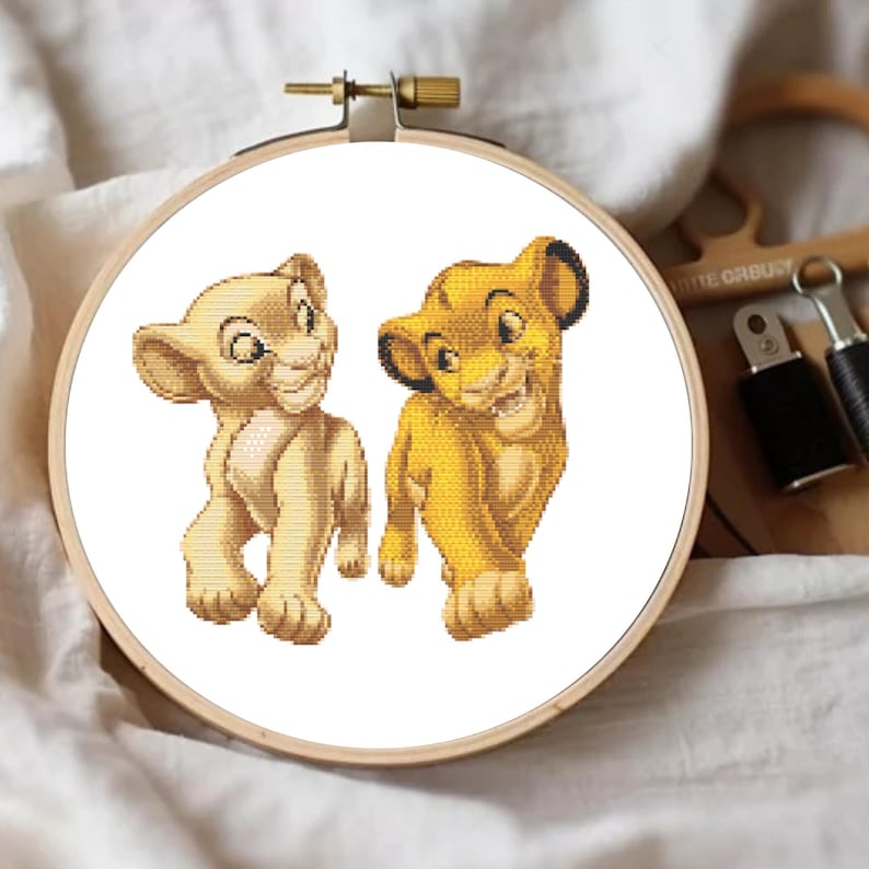 Simba and Nala Cross Stitch Pattern From the Lion King - for Crafters ...