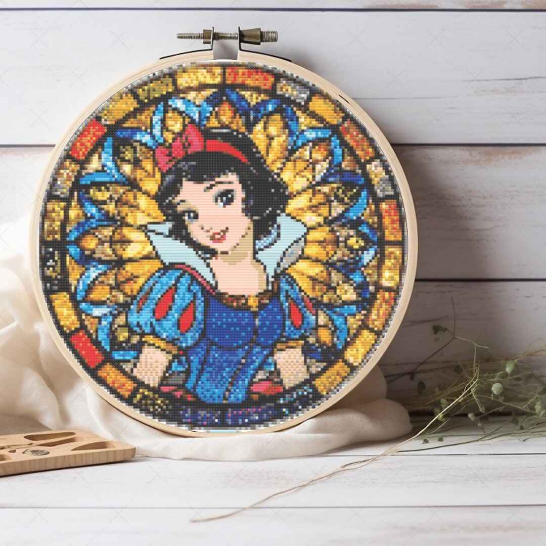 Stained Glass Snow White Cross Stitch Pattern, Elegant Princess Design ...