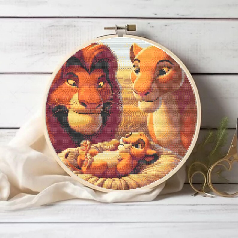 Mufasa, Sarabi and Baby Simba Cross Stitch Pattern PDF – Lion King ...