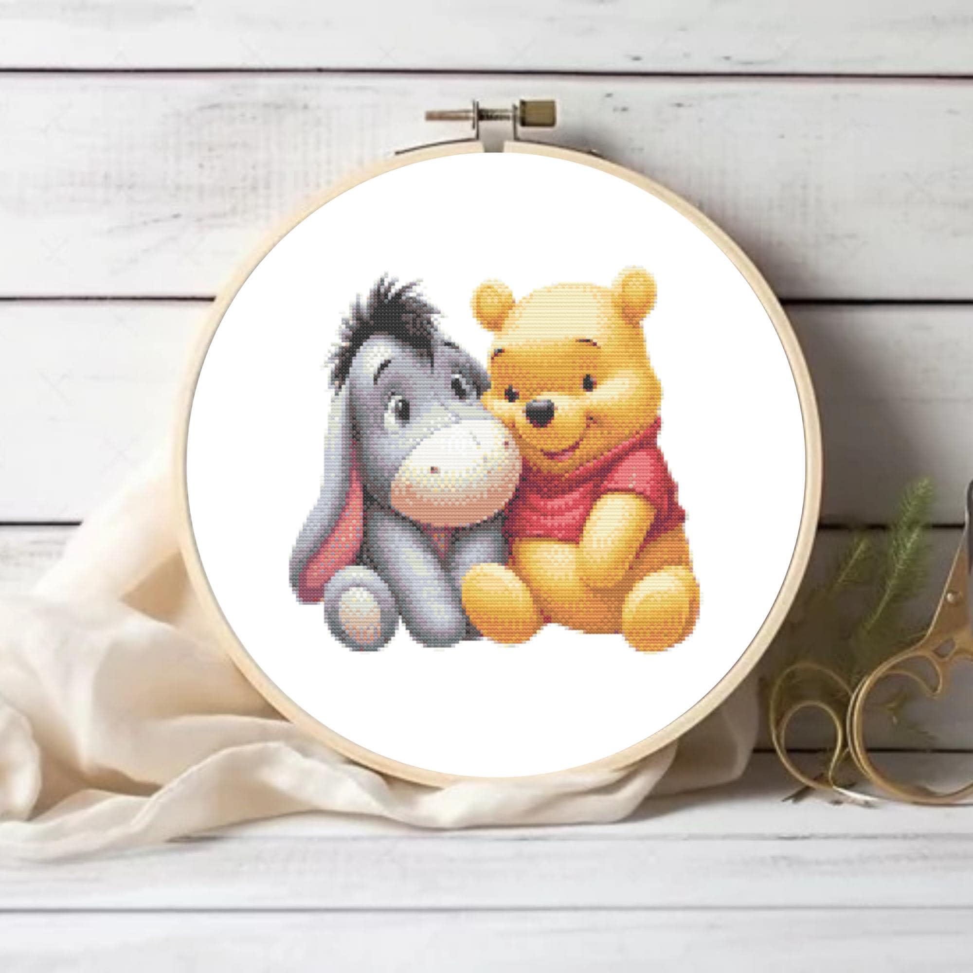 Winnie the Pooh and Eeyore Cross Stitch Pattern, for Nursery Decor, for ...