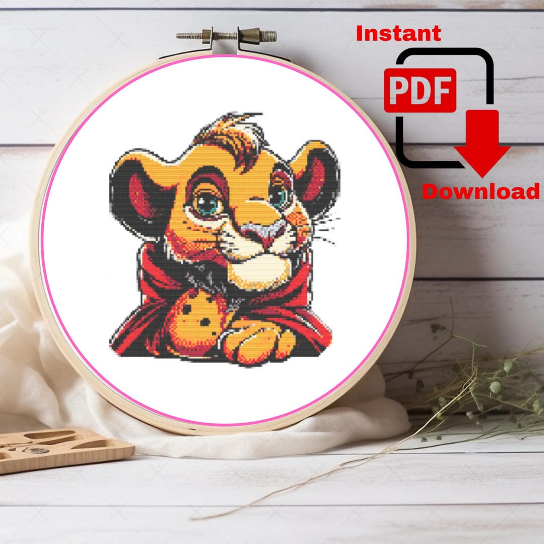 Adorable Simba Lion King Cross Stitch Pattern - Jungle Nursery ...