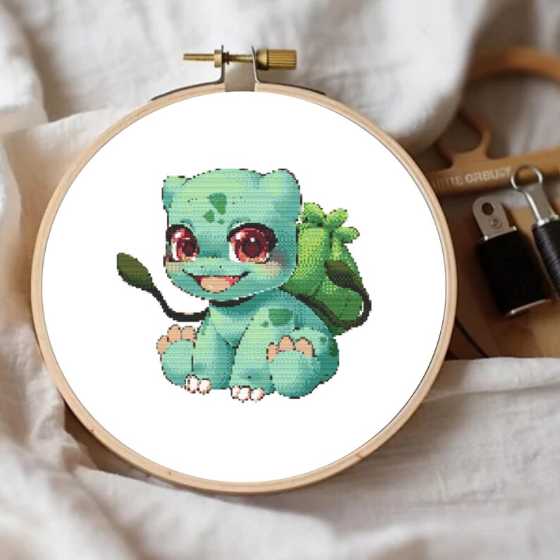Adorable Bulbasaur Cross Stitch Pattern - Playful Pokemon Design for ...