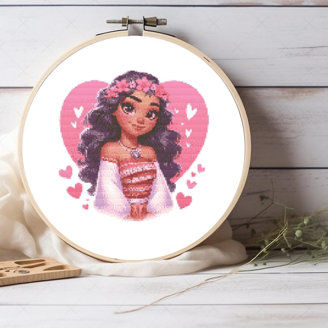Moana Cross Stitch Pattern - Cartoon Inspired Kids Room Decor, Nursery ...