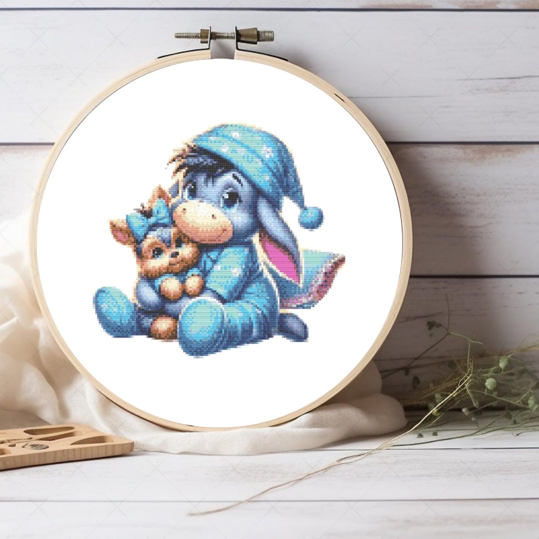 Cute Eeyore and Puppy Cross Stitch Pattern, for Nursery Decor, for Kids ...