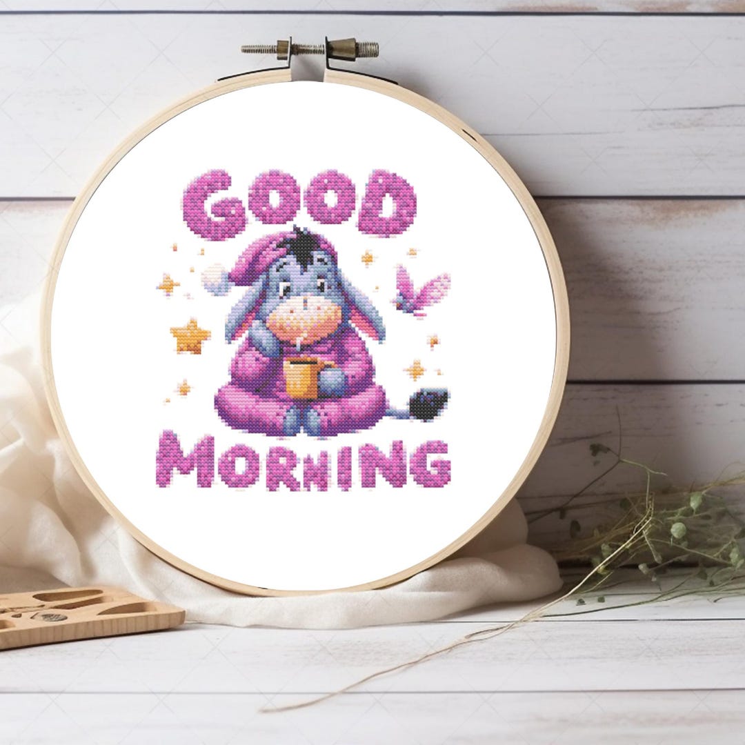 Good Morning Themed Adorable Eeyore Cross Stitch Pattern, Cute Eeyore ...