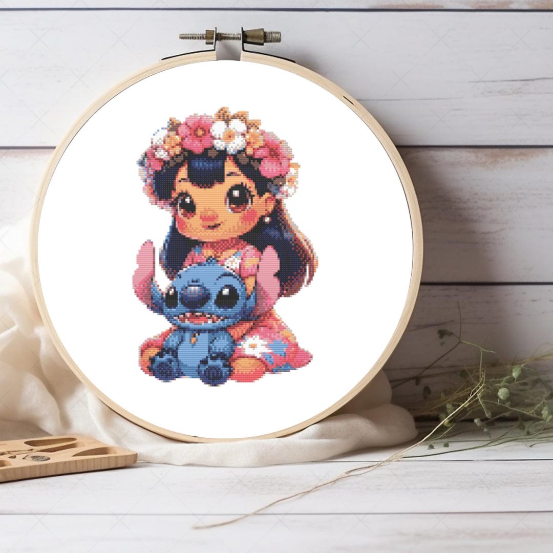 Lilo and Stitch Cross Stitch Pattern - Cute Lilo Pattern - Cute Stitch ...